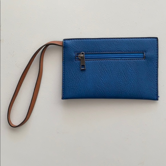 Bags | Wristlet With Side Zip In Royal Blue Vegan Leather | Poshmark